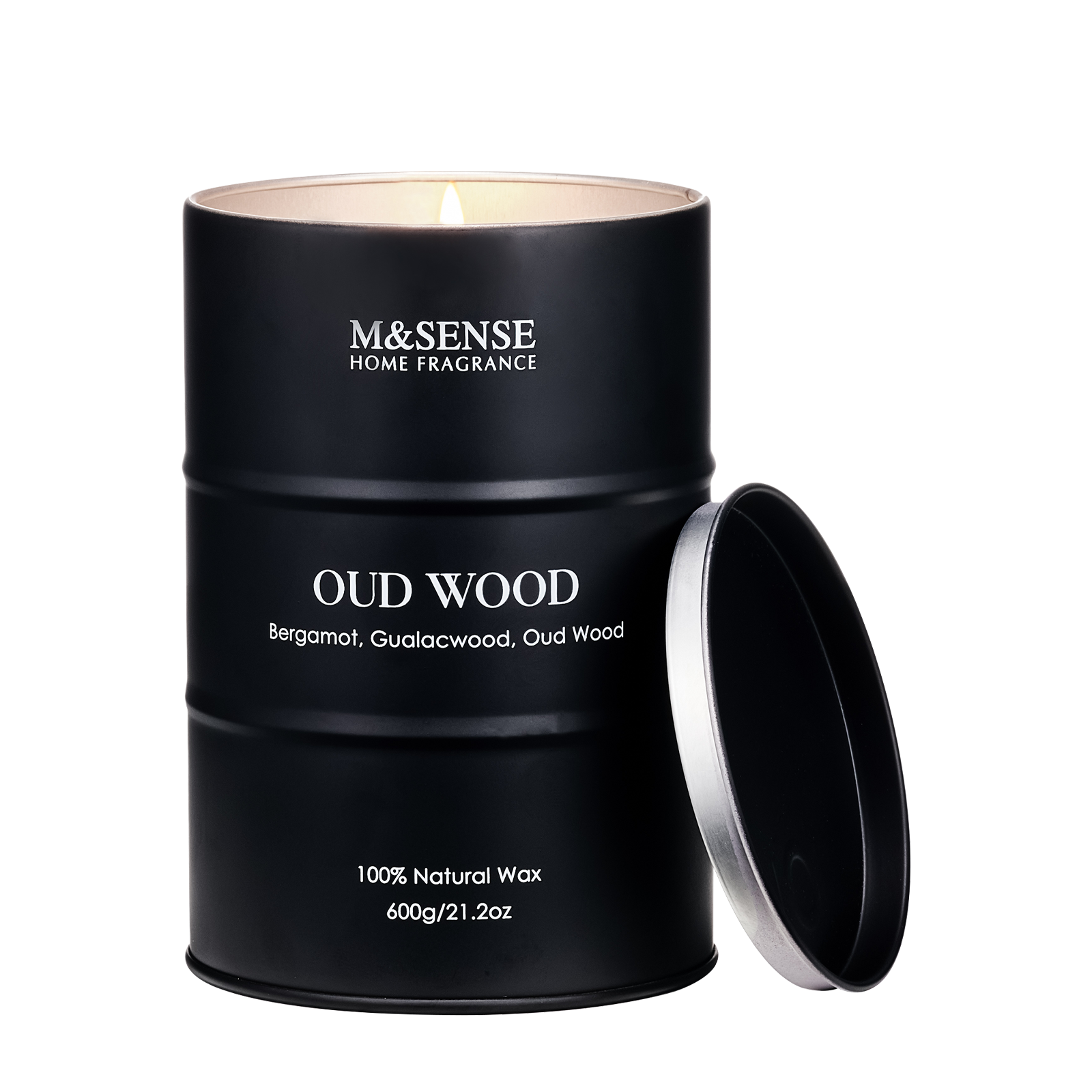 M&Sense Oud Wood Large Scented Candle – Bergamot, Guaiacwood, Oud Wood ...